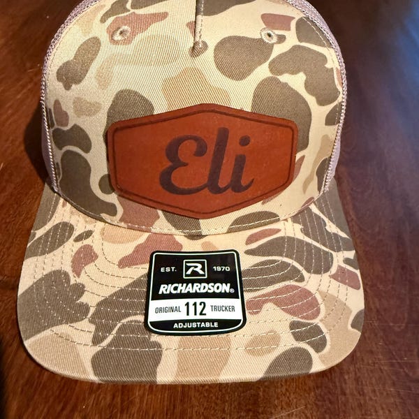 Richardson 112 PFP Custom Leather Patch Hat, Duck Camo, Printed Five ...