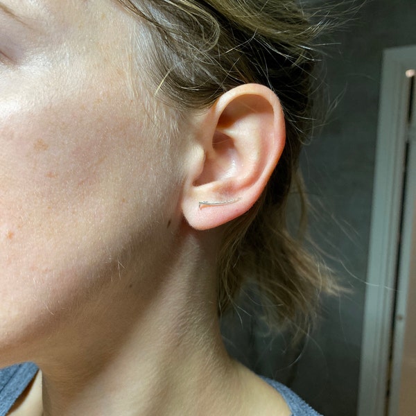 Ear Climber - Ear Crawler - Ear Cuff - Silver Ear Climber - Hammered ...