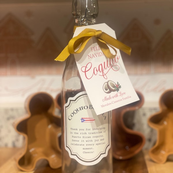 PRINTED Coquito Tags & Ribbon - Homemade Coquito Gift Tags // Bottles ...