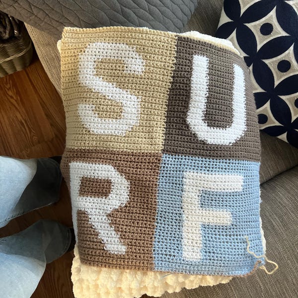 SURF Crochet Pillow Pattern Crochet Cushion Nautical Beach Summer DIY ...