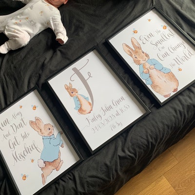 Personalised Peter Rabbit Prints Set of 3 Boys Nursery Wall - Etsy