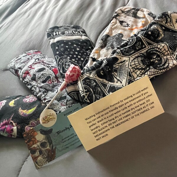 MADE TO ORDER Reusable Cloth Pad Sets Period Pads Eco Friendly Gothic ...