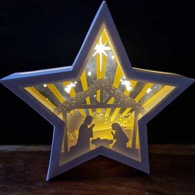 Holy Night Star Lantern Shadow Box SVG Template, Merry Christmas ...