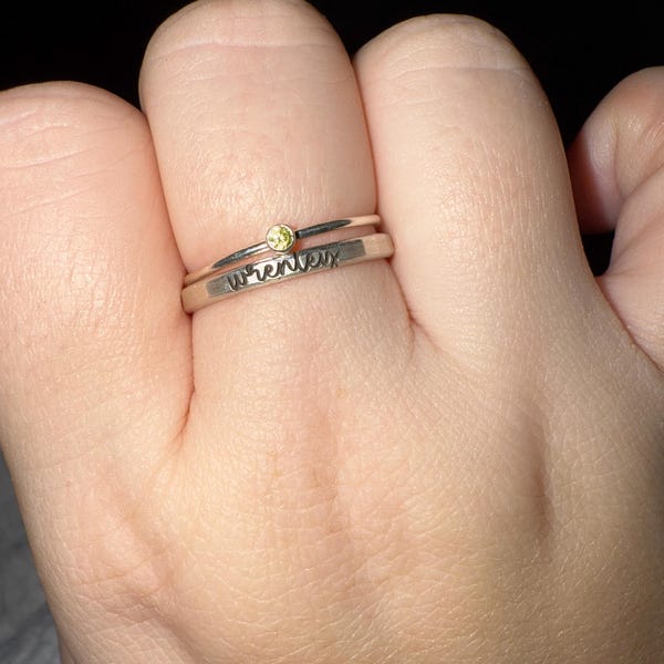 Ring Set Gift for Mom Stackable Rings Personalized Name Rings 14k Gold ...