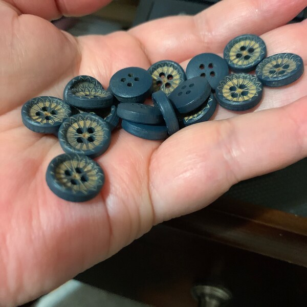 Blue Wooden Buttons | 13mm Buttons | Colored Wood Buttons | 4 Hole ...