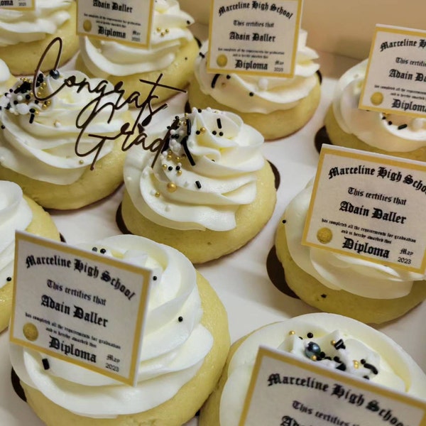 20 Edible Graduation Diplomas for Cupcakes or Rice Crispy Treats ...