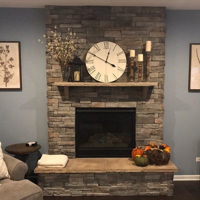 Large Wall Clock True White Above Fireplace Decor Farmhouse Living ...