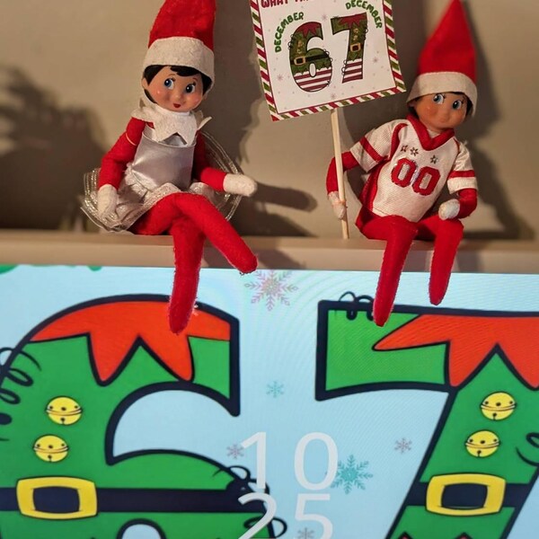 6 7 Elf Prop Sign, Six Seven Elf Idea, 6-7 Christmas Prop, 6-7 December ...