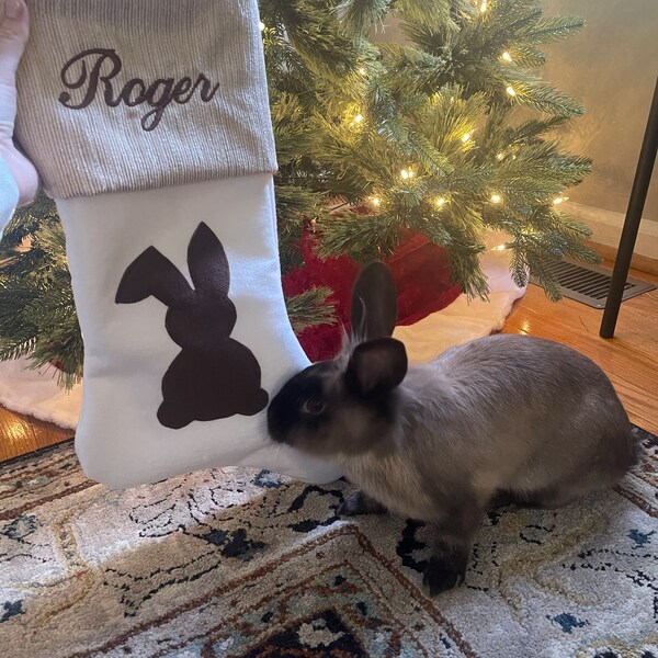 Bunny Christmas Stocking, Rabbit Christmas Stocking, Pet Christmas ...