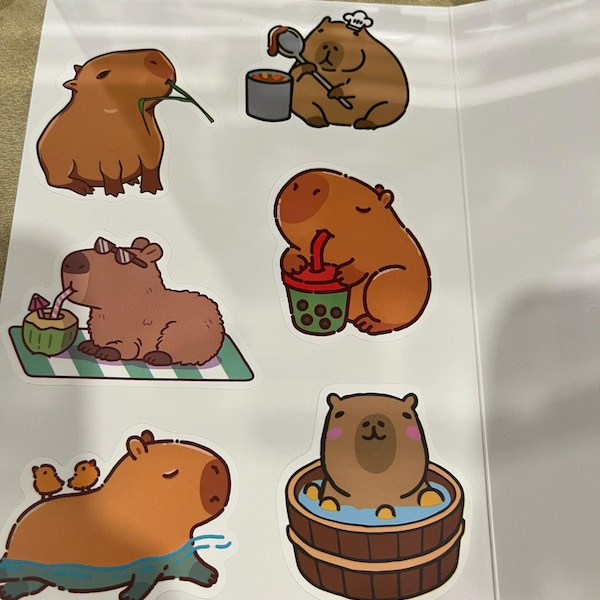 100pcs Capybara Stickers for Kids, Adorable Animal Stickers, Waterproof ...