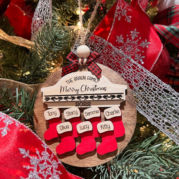 Family Stockings Ornament, Customized Family Ornament, Family Christmas ...