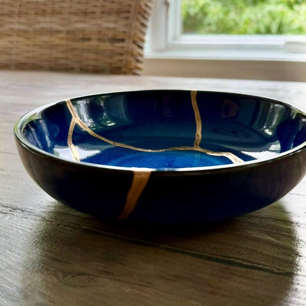 Kintsugi Bowl, Kintsugi Blue Celestial Bowl, Blue Bowl, Gift for Her ...