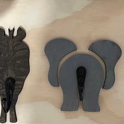Wood Safari Coat Clothes Hanger Hook Jungle Animals Nursery Wall ...