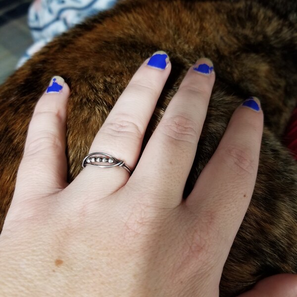 Nisha Wire Wrapped Ring, Worry Ring, Oxidized Silver Ring, Sterling Silver Ring, Fidget Ring ...