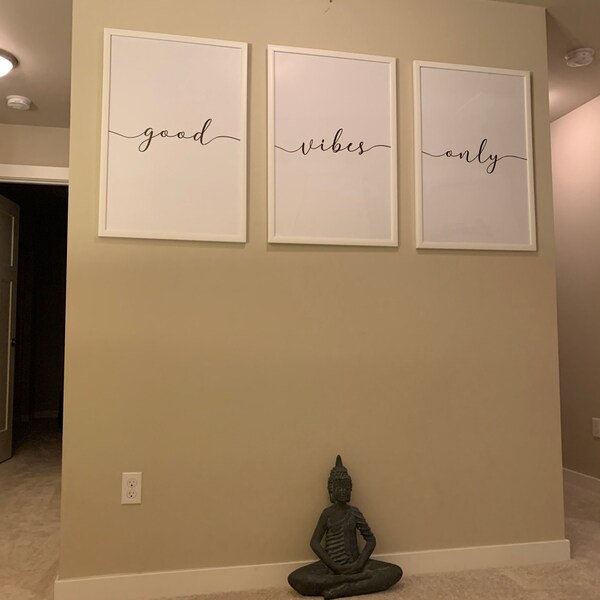 Good Vibes Printable, Bedroom Wall Decor, Over the Bed, Wall Art Set ...