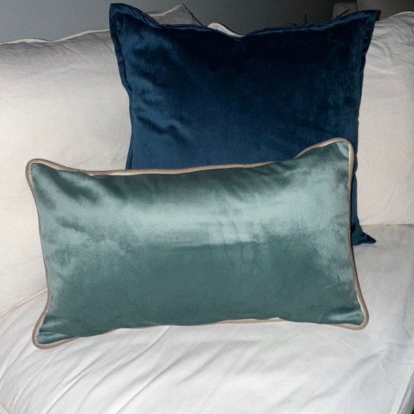 Washable Velvet Pillow Cover With Piping * Accent Corded Throw Pillow ...