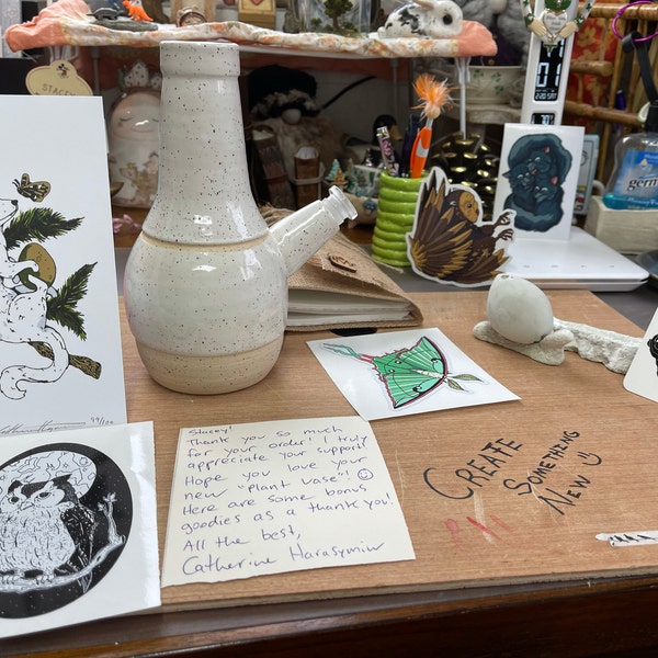 White Crackle Raku Vase | Handmade Pottery Vase | Unique Design | 12cm ...