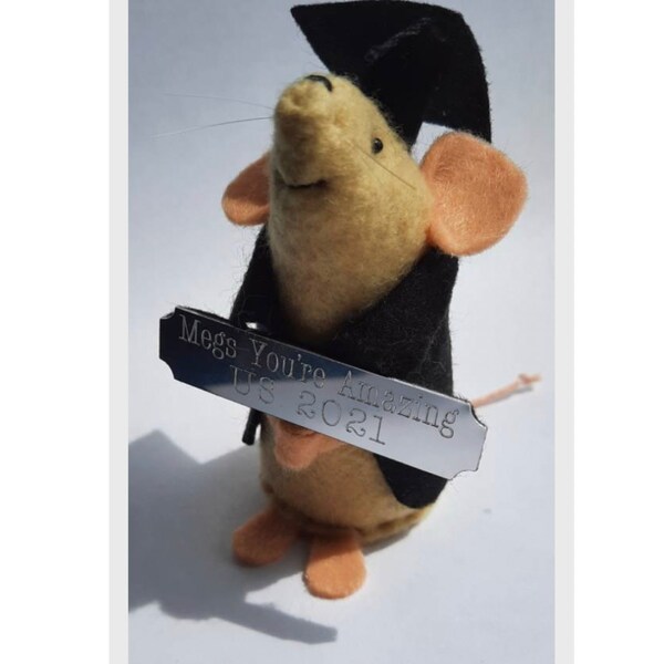 Graduation Gift, Handmade Felt Mouse, Personalised Keepsake for Him or ...