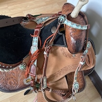 Chocolate & White Tack Set, USA Made, Buckstitch Tack, Handmade, Herman ...