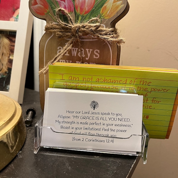 Personalized Scripture Cards in Lucite Holder - Etsy