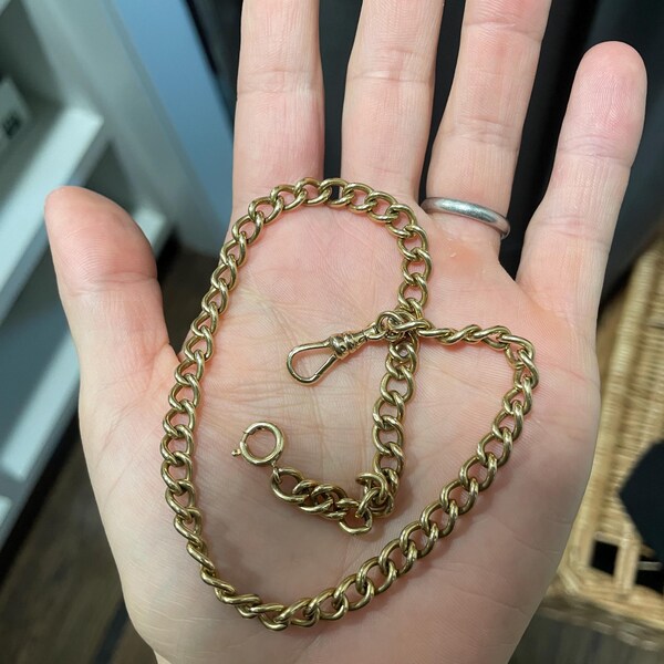 Antique Yellow Gold Filled Heavy Book Chain With Starburst Pattern ...