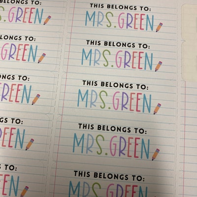 Teacher Book Labels Teacher Name Labels Personalized Teacher Stickers ...