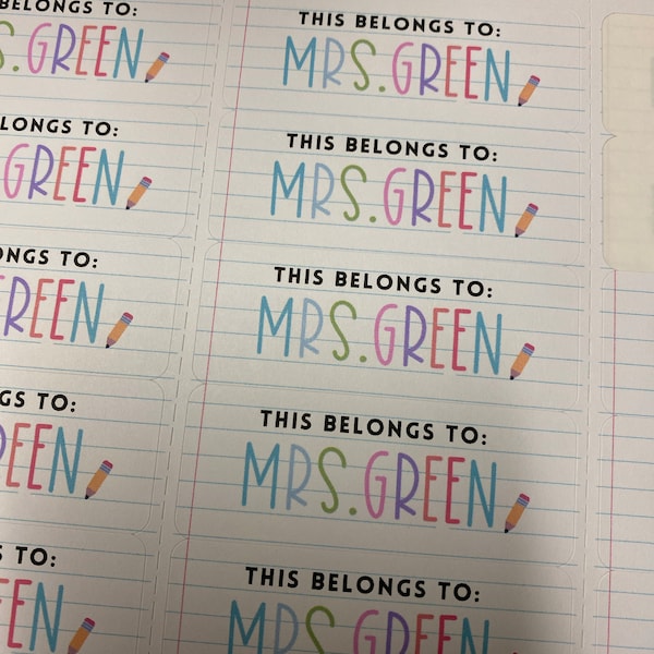 Teacher Book Labels Teacher Name Labels Personalized Teacher Stickers ...