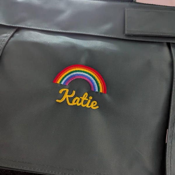Personalised Premium Rainbow School Book Bag With Strap - Etsy UK