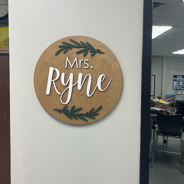 Teacher Name Sign, Teacher Appreciation Gift, Round Teacher Sign, Door ...