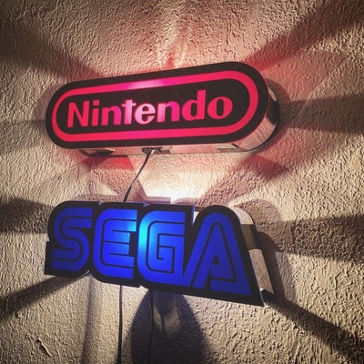 Nintendo Lamp End Table or Wall Mounted Beautiful Vibrant Acrylic and ...