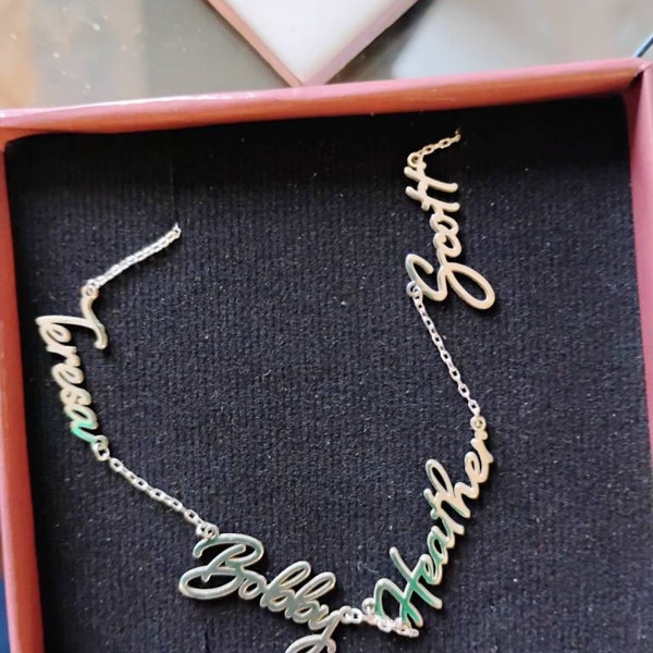 Multi-name Family Necklace, Multiple Nameplated Necklace, Personalized ...