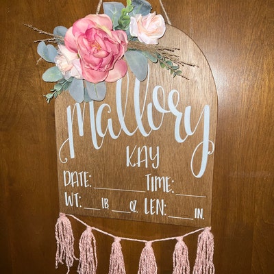 BOHO Baby Tassel Hospital Door Hanger Baby Hospital Door Sign Newborn ...