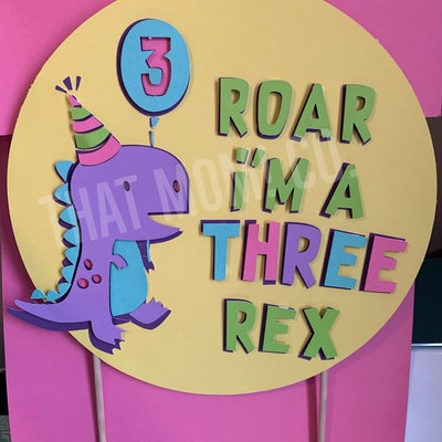 Girl Dinosaur SVG PNG Cut File, Girl Three Rex SVG, Girl Third Birthday ...