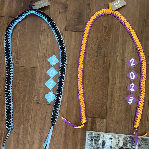 Custom Double Ribbon Graduation Lei With Kraft Name Tag - Etsy