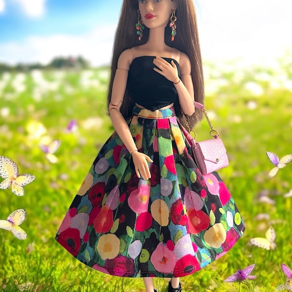 Doll Dress, 12 Inch Doll Floral Dress, 1/6 Scale Fashion Clothes, Doll ...