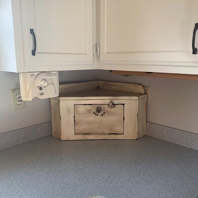 Counter Top Corner Cupboard Corner Kitchen Organizer Rustic Cream ...