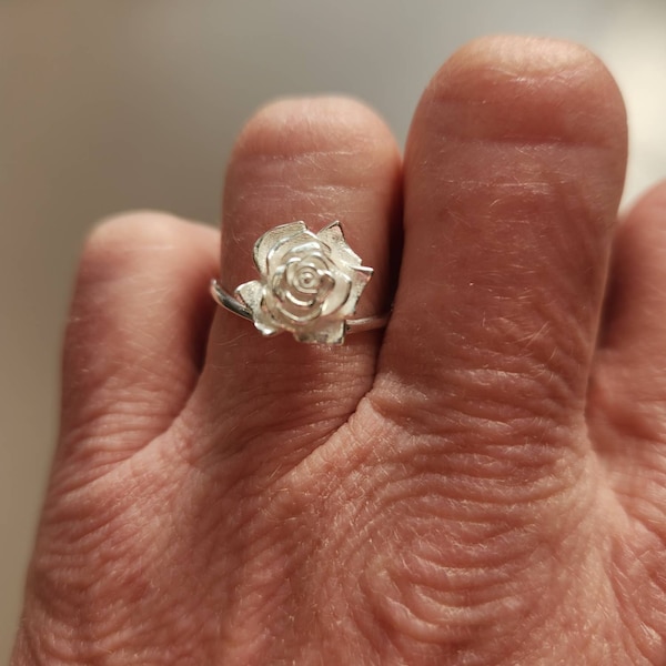 925 Sterling Silver Big Rose Ring, Rose Diamond Ring, Flower Pattern ...