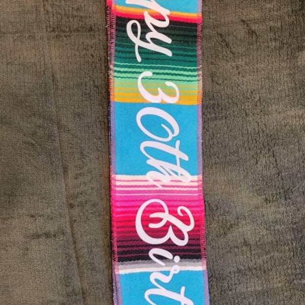 Custom Sarape Sash, Mexican Fiesta Bridal Shower Sash, Personalized ...