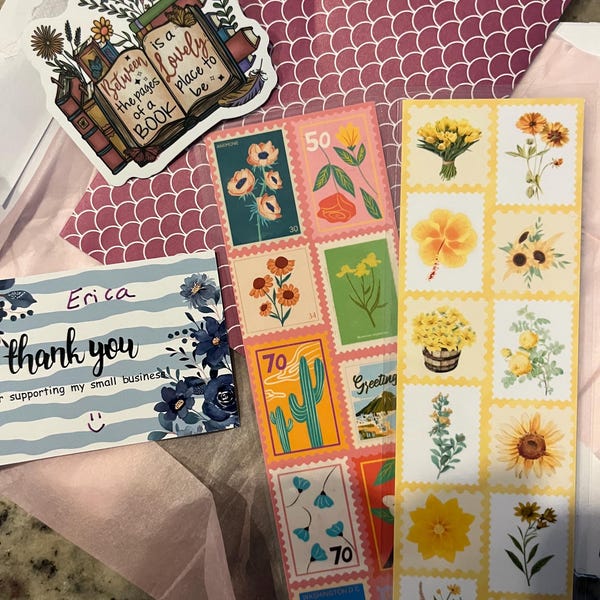 Flower Stamp Bookmarks Summer Reader Spring Blue Nature Pretty Pink ...