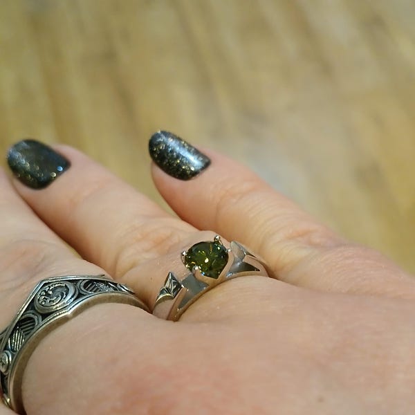 Snow White Emerald Ring, Snow Engagement Ring, Prince Charming Promise ...