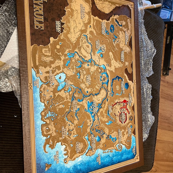 Zelda Hyrule Map, Gift for Him, Zelda Map, Hyrule, Map Breath of the ...