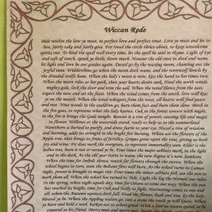 Wiccan Rede Full Version A4 Poster on Parchment Paper Pagan Gift - Etsy