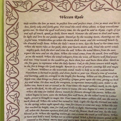 Wiccan Rede Full Version A4 Poster on Parchment Paper Pagan Gift - Etsy