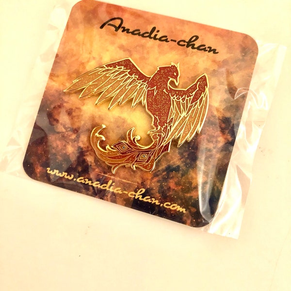 Original Phoenix Fire and Ice Hardenamel Pins Gold Plated With Glitter ...