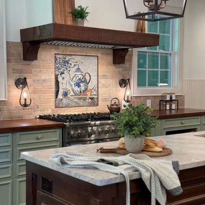 Backsplash Compass Rose Nautical Marble Mosaic Medallion Tiles ...