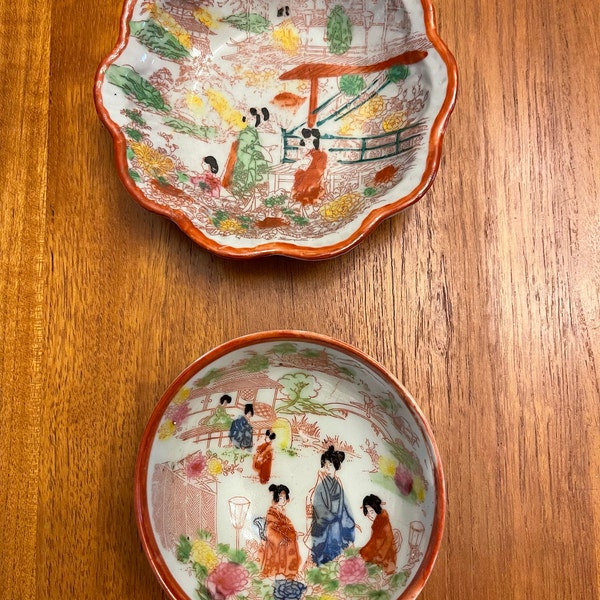 Red Geisha Girl Japan Tea Set Teacup Saucer Sugar Bowl Dish Plate ...