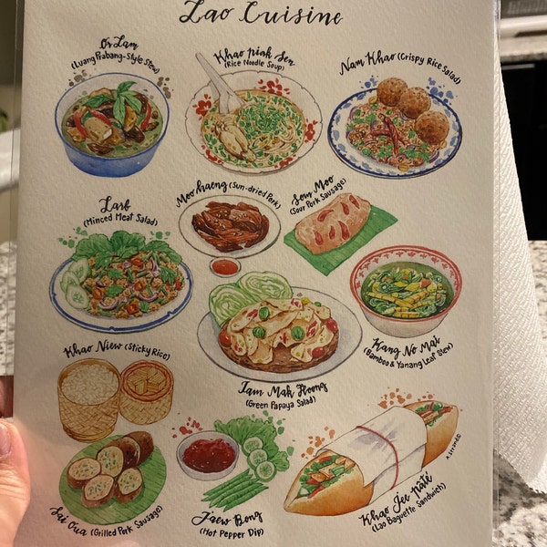 Lao Cuisine/ Fine Art Print/ Food Poster/ Kitchen Wall Art/ Kitchen ...