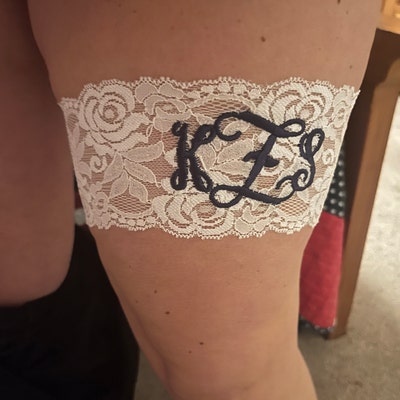 Personalized Wedding Garters Brides Something Blue Garter MONOGRAMMED ...