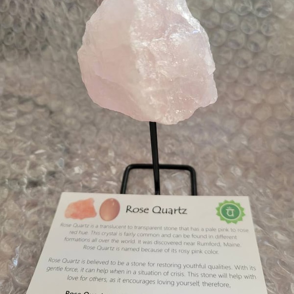 Rose Quartz Raw Stone on Metal Stand, Rose Quartz on Stand, Rose Quartz ...