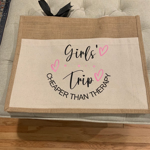 Girls Weekend Tote, Custom Beach Tote Bag, Jute Bag, Girls Trip Bag ...